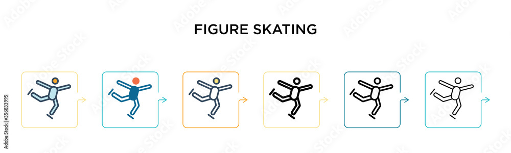 Vetor de Figure skating vector icon in 6 different modern styles. Black ...