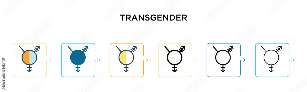 Transgender symbol vector icon in 6 different modern styles. Black, two ...