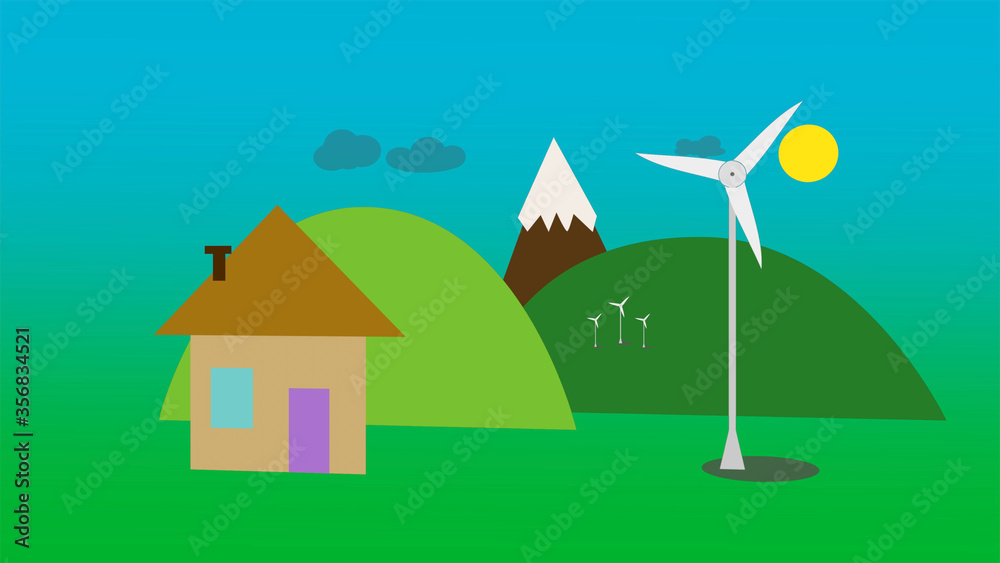 Wind energy concept. Cartoon animation showing how wind turbines ...