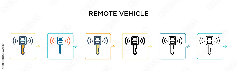 Remote vehicle vector icon in 6 different modern styles. Black, two ...