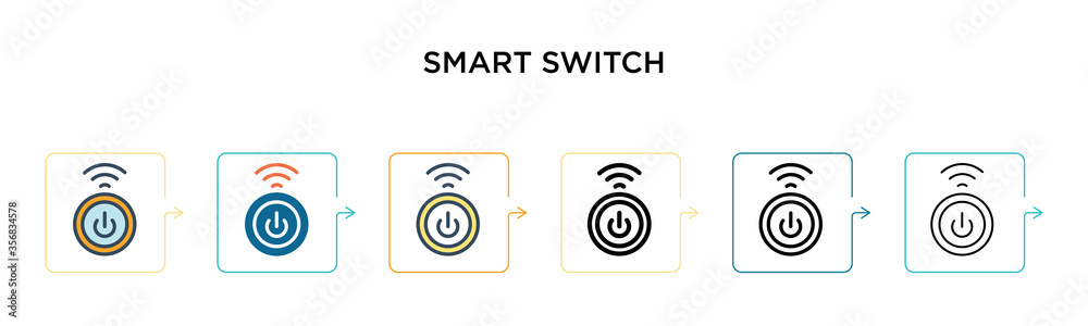Smart switch vector icon in 6 different modern styles. Black, two ...