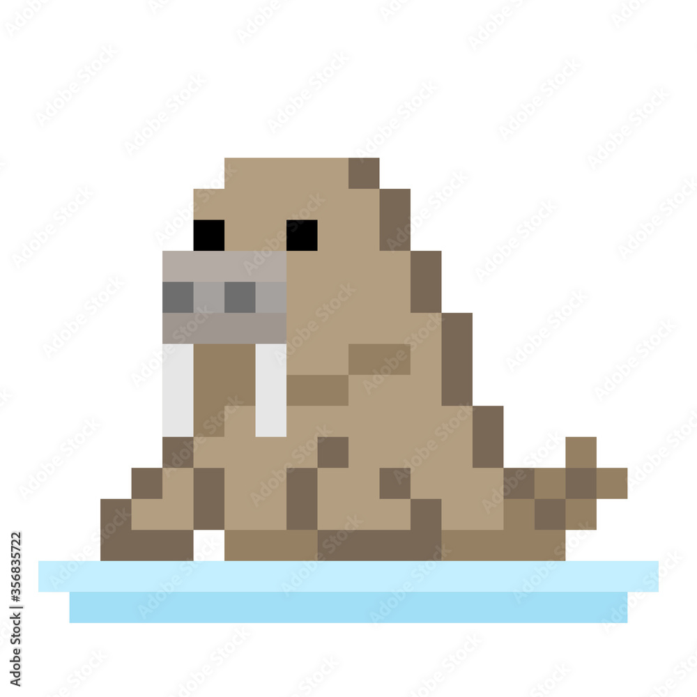 8 bit Pixel walrus image. Animal in Vector Illustration of pixel art. Stock Vector | Adobe Stock