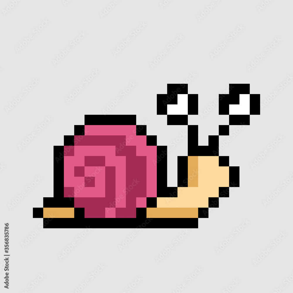 8 bit Pixel snail image. Animal in Vector Illustration of pixel art ...