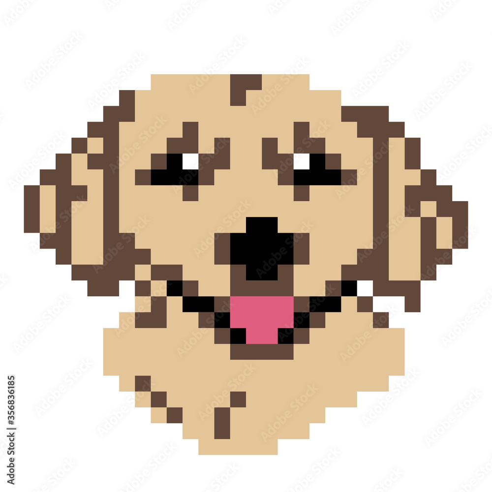 8 bit Pixel labrador dog image. Animal Vector Illustration of pixel art ...