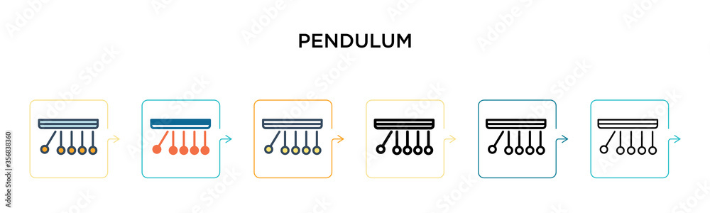 Pendulum vector icon in 6 different modern styles. Black, two colored ...