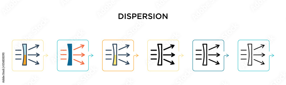 Dispersion vector icon in 6 different modern styles. Black, two colored ...