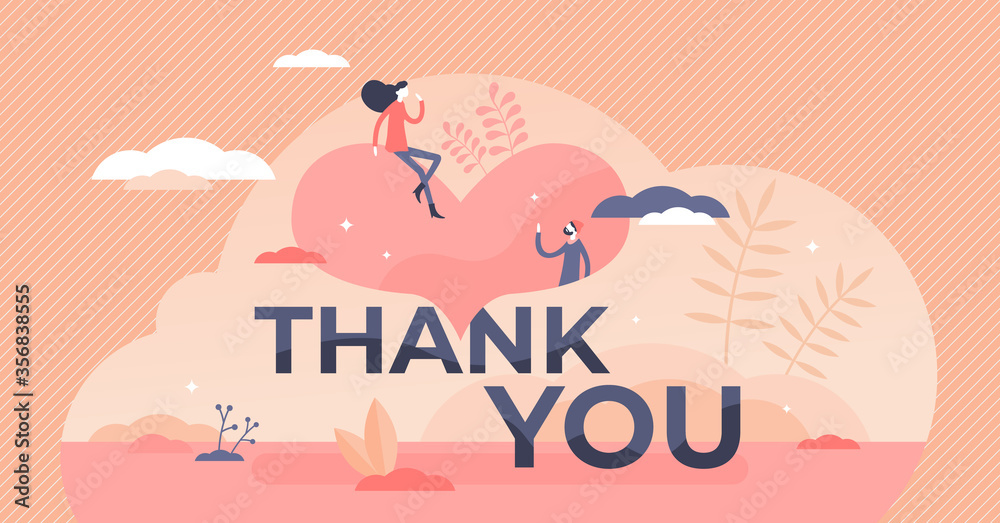 Thank you vector illustration. Gratitude banner flat tiny persons ...