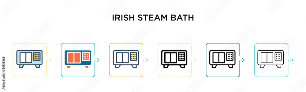 Irish steam bath vector icon in 6 different modern styles. Black, two ...