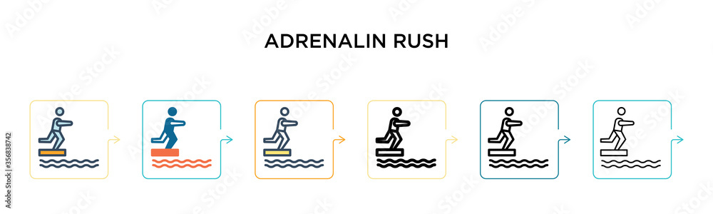 Adrenalin rush vector icon in 6 different modern styles. Black, two ...