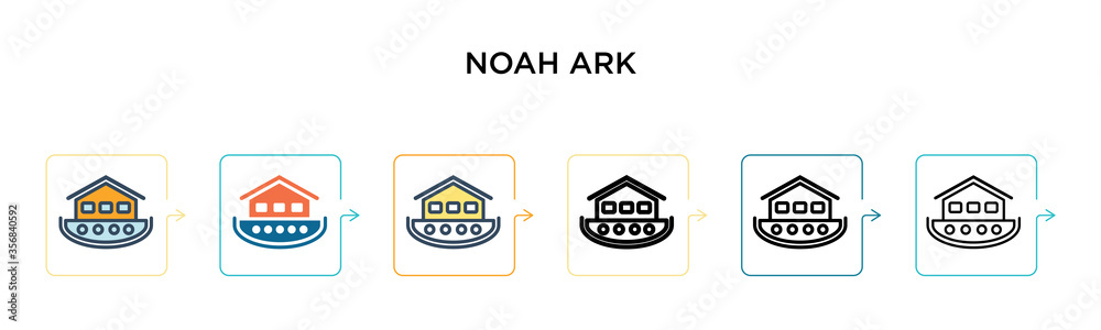 Noah ark vector icon in 6 different modern styles. Black, two colored ...