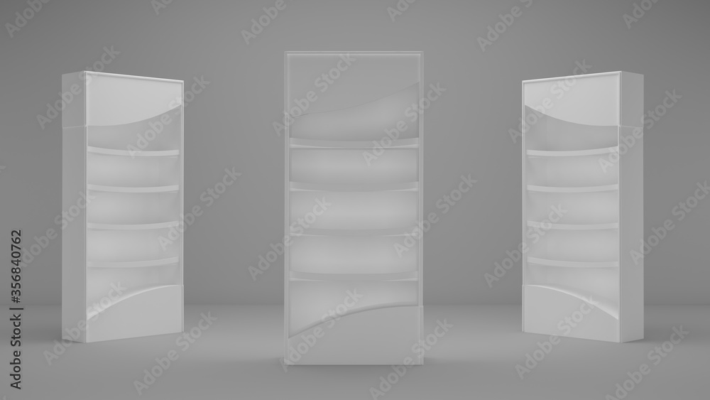 Simple 3D gondola mock up design for store product display isolated ...