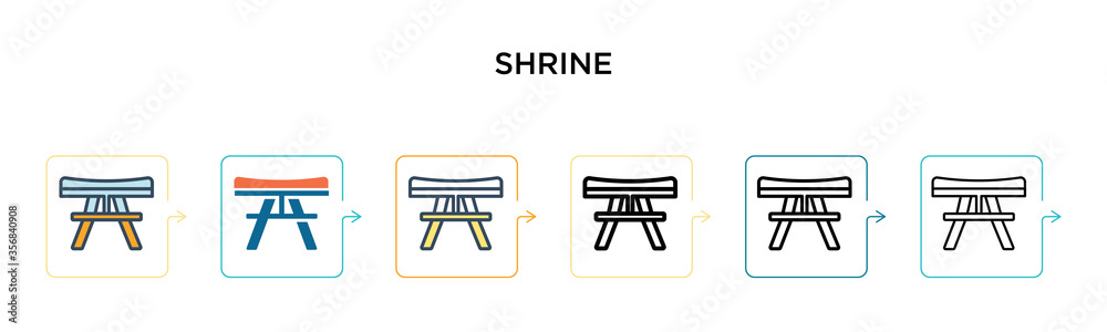 Shrine vector icon in 6 different modern styles. Black, two colored ...