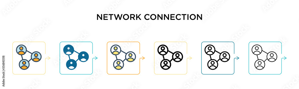 Network connection vector icon in 6 different modern styles. Black, two ...