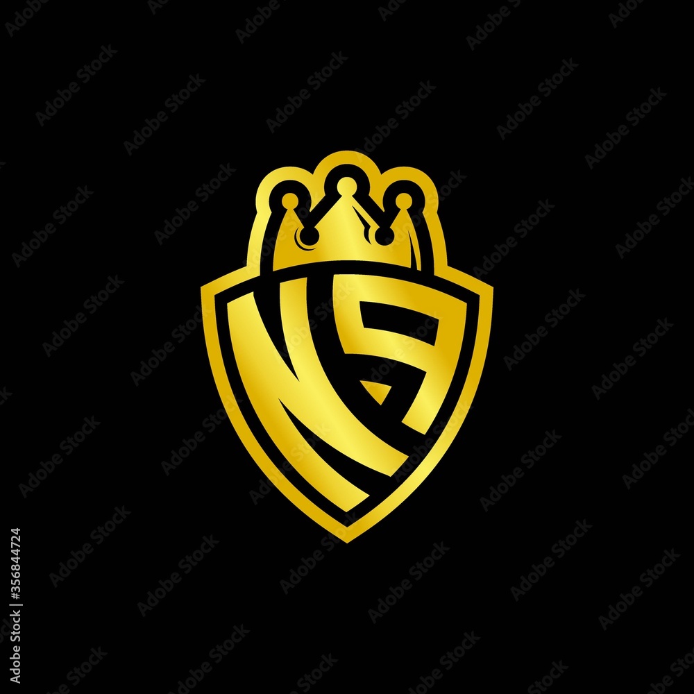 NP monogram logo with shield and crown style design template Stock ...