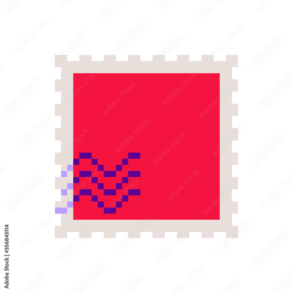Postage Stamp. Pixel art style icon. Video game 8-bit sprite. Flat ...