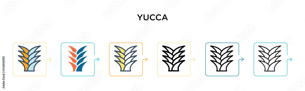 Yucca vector icon in 6 different modern styles. Black, two colored yucca icons designed in ...