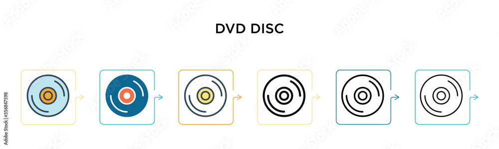 Dvd disc vector icon in 6 different modern styles. Black, two colored ...