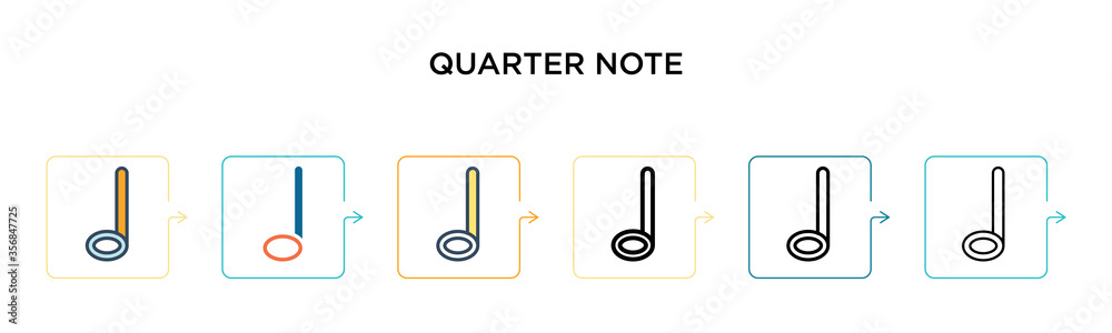 Vetor de Quarter note vector icon in 6 different modern styles. Black ...