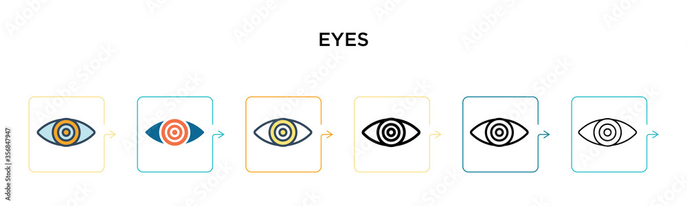 Red eyes vector icon in 6 different modern styles. Black, two colored ...