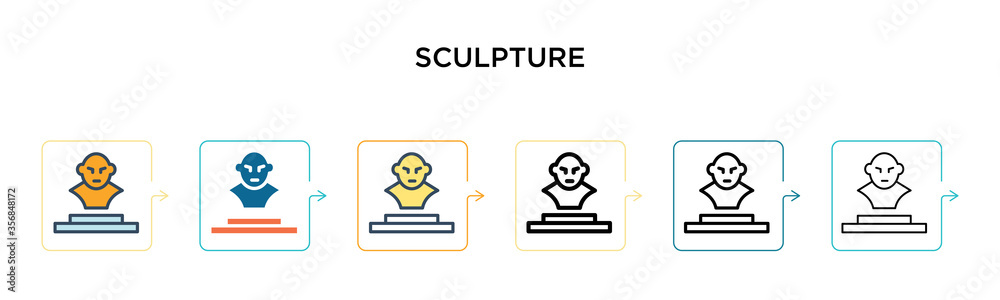 Sculpture vector icon in 6 different modern styles. Black, two colored ...