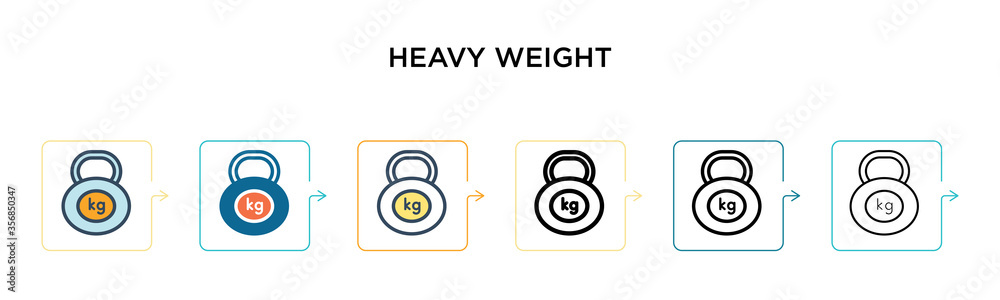 Heavy weight vector icon in 6 different modern styles. Black, two ...