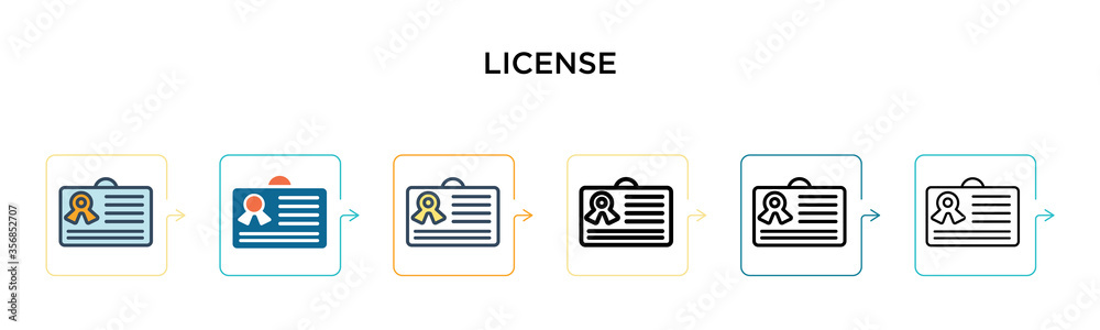 License vector icon in 6 different modern styles. Black, two colored ...