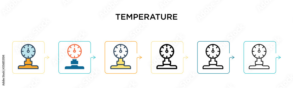 Temperature vector icon in 6 different modern styles. Black, two ...
