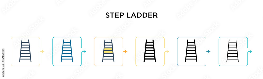 Step ladder vector icon in 6 different modern styles. Black, two ...
