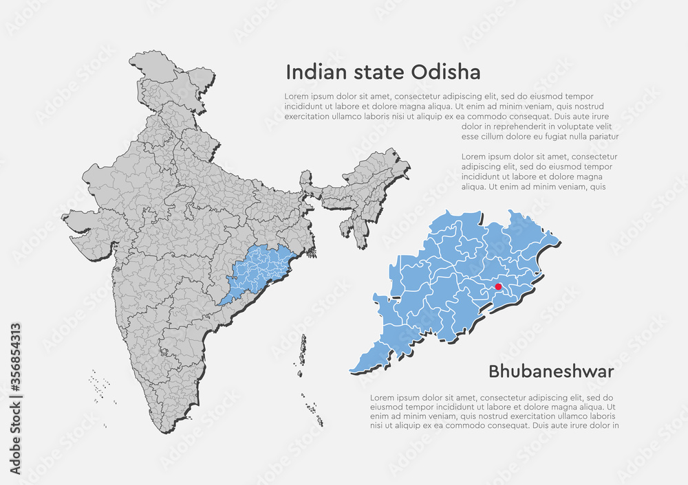 Vector India country map and state template Stock Vector | Adobe Stock