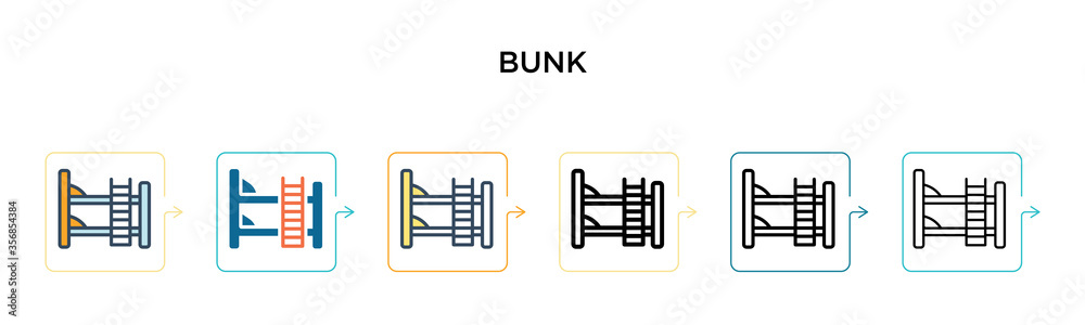 Bunk vector icon in 6 different modern styles. Black, two colored bunk ...