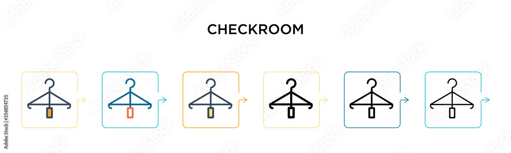Checkroom vector icon in 6 different modern styles. Black, two colored ...