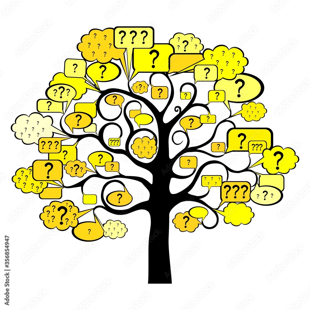 Tree With Speech Bubble, Isolated On White Background. Question mark ...