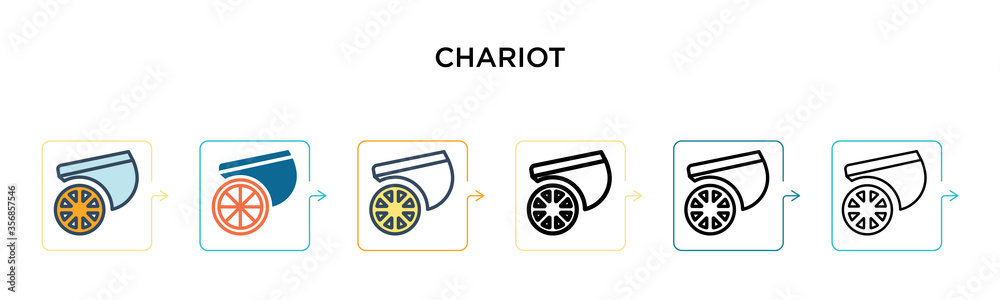 Chariot vector icon in 6 different modern styles. Black, two colored ...