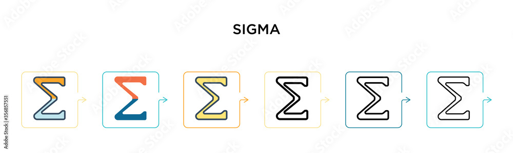 Vetor de Sigma vector icon in 6 different modern styles. Black, two ...