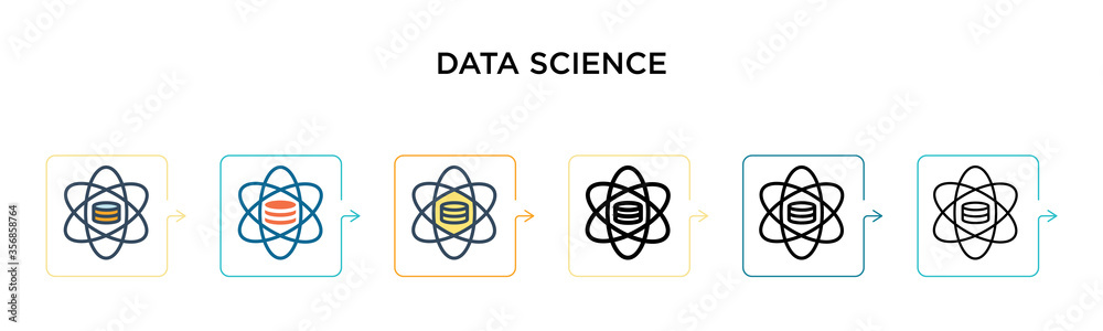 Data science vector icon in 6 different modern styles. Black, two ...