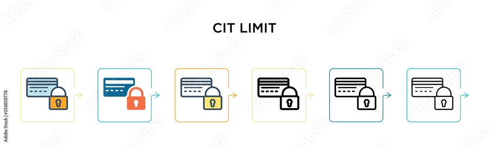 Vetor de Credit limit vector icon in 6 different modern styles. Black ...