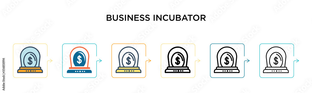 Business incubator vector icon in 6 different modern styles. Black, two ...