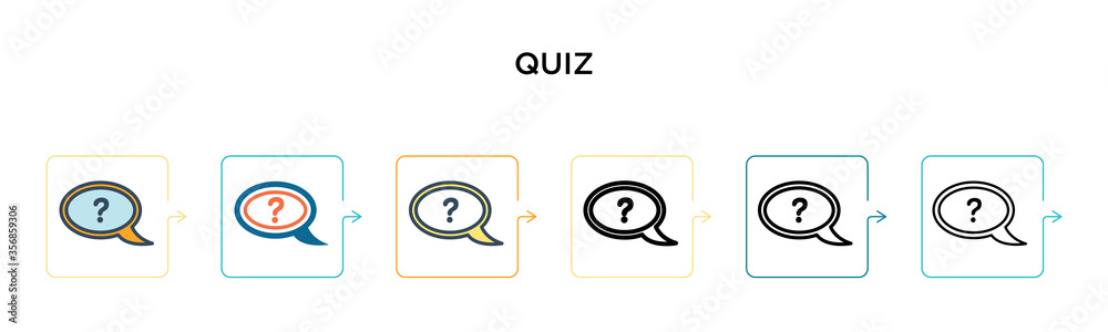 Quiz vector icon in 6 different modern styles. Black, two colored quiz ...