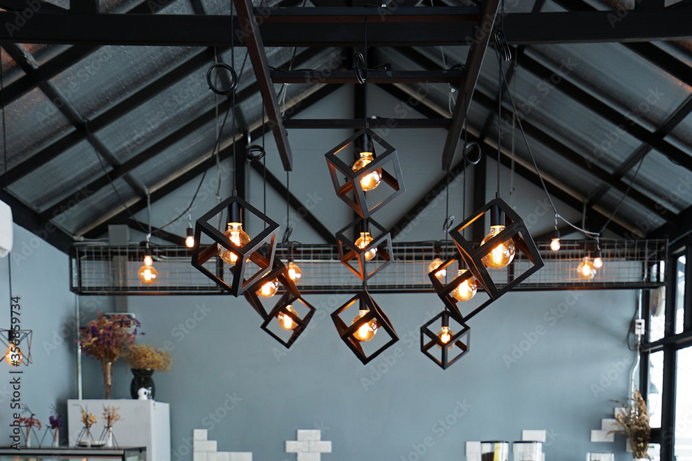 Interior ceiling design and loft architecture of old building structure ...