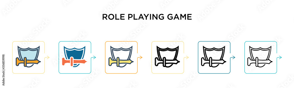 Vecteur Stock Role playing game vector icon in 6 different modern ...