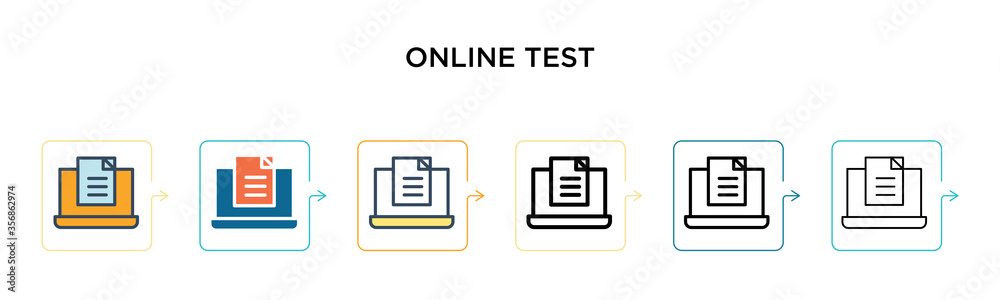 Grafika wektorowa Stock: Online test vector icon in 6 different modern ...