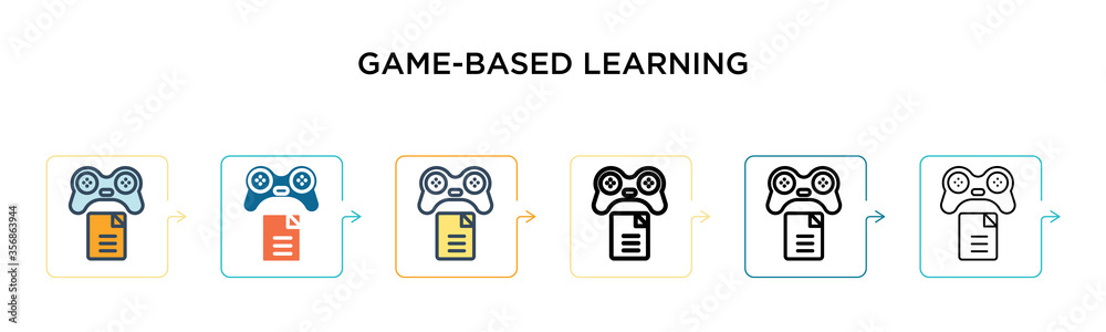 Game-based learning vector icon in 6 different modern styles. Black ...