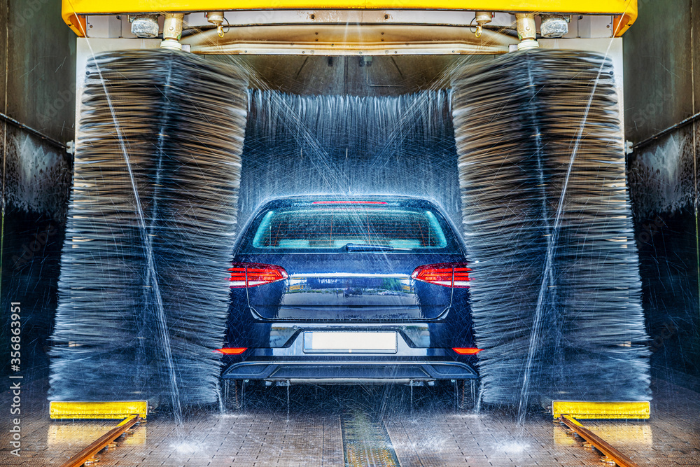 car wash of an modern car Stock Photo | Adobe Stock