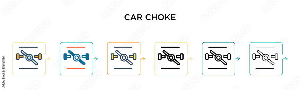 Car choke vector icon in 6 different modern styles. Black, two colored ...