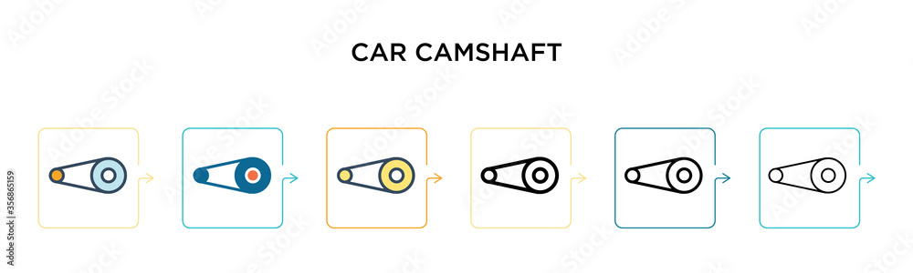 Car camshaft vector icon in 6 different modern styles. Black, two ...