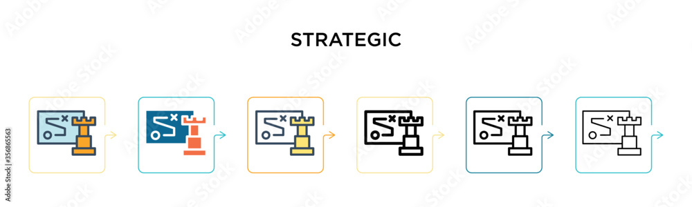 Strategic vector icon in 6 different modern styles. Black, two colored ...