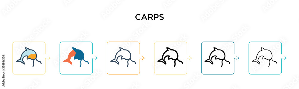 Carps vector icon in 6 different modern styles. Black, two colored ...