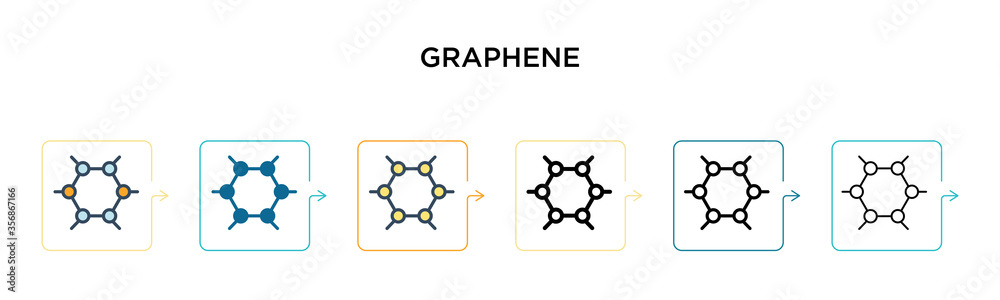 Graphene vector icon in 6 different modern styles. Black, two colored ...