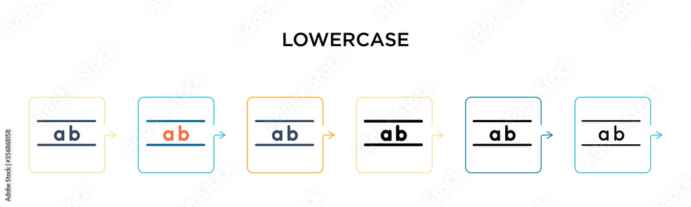 Lowercase vector icon in 6 different modern styles. Black, two colored ...