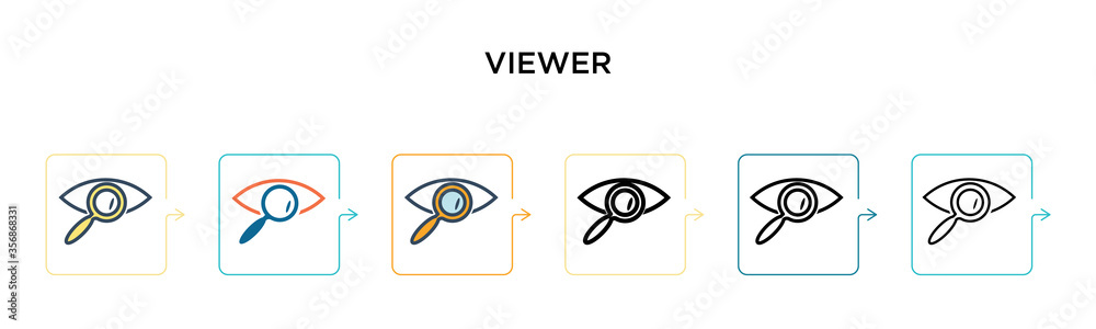 Viewer vector icon in 6 different modern styles. Black, two colored ...